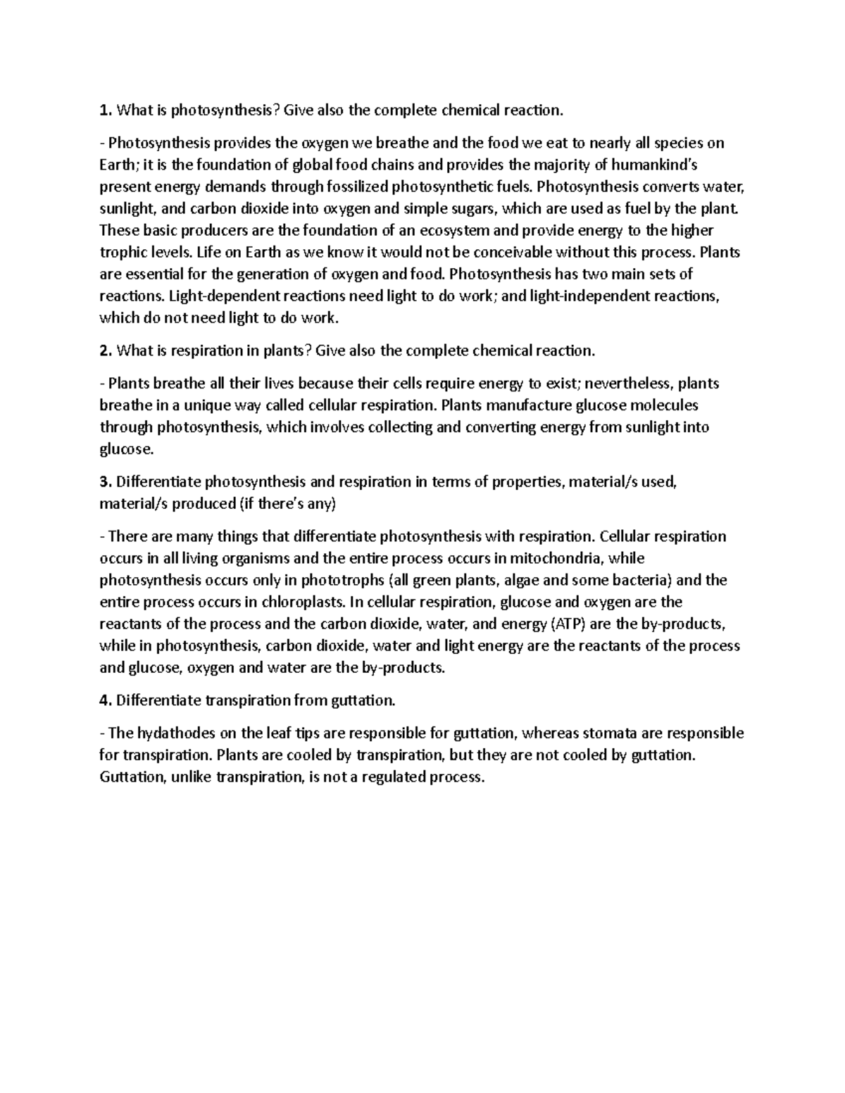 PBOT111 LEC ASS 5 - homework for PBOT lecture #5 - What is photosynthesis? Give also the ...