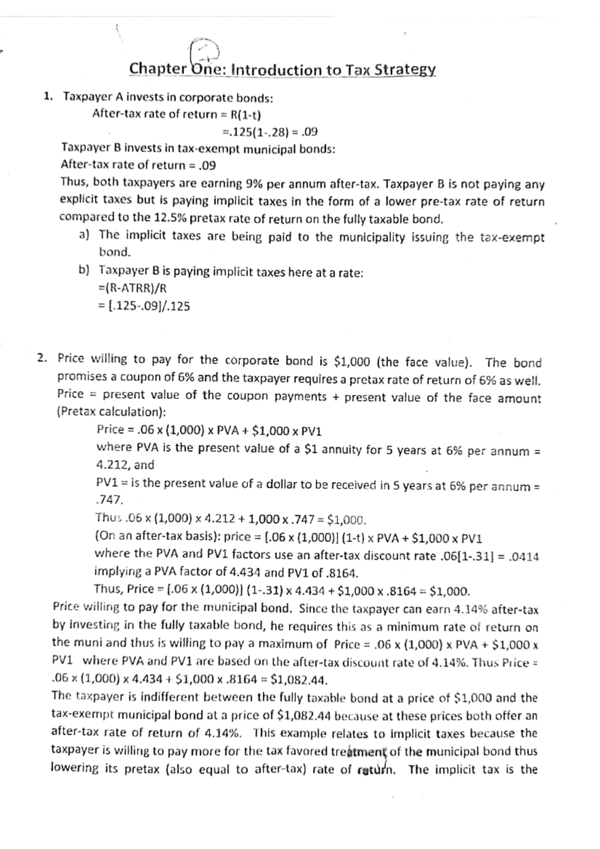 Tax Chapter 1-3 Math - .. - Corporate tax planning - Studocu