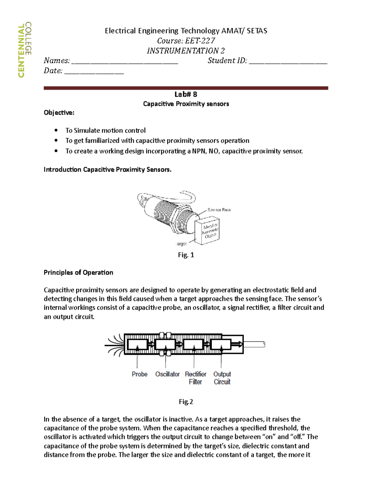 EET227 LAB 8 INSTRUMENTATION 2 CENTENNIAL COL - Electrical Engineering ...