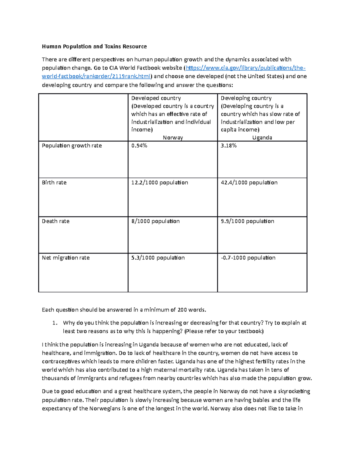 BIO-220 Human Populations And Toxins - Human Population and Toxins ...