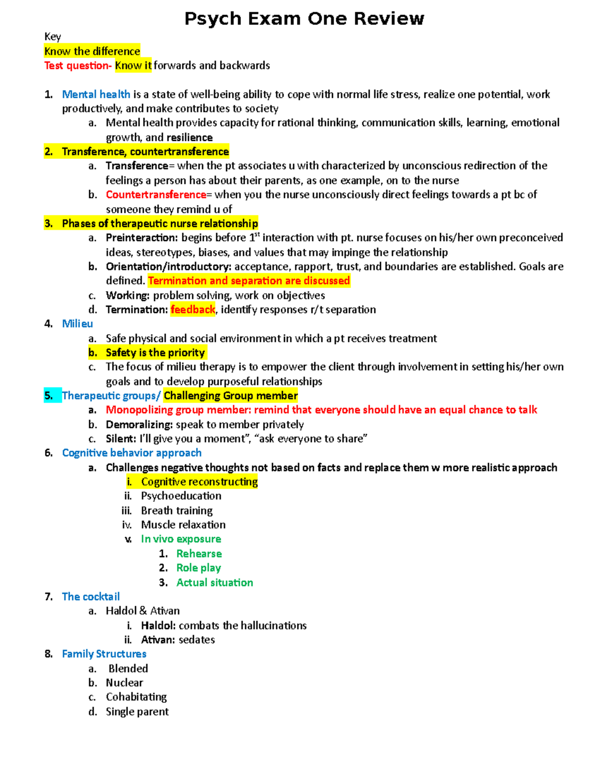 Pscyh review exam 1 - Psych Exam One Review Key Know the difference ...