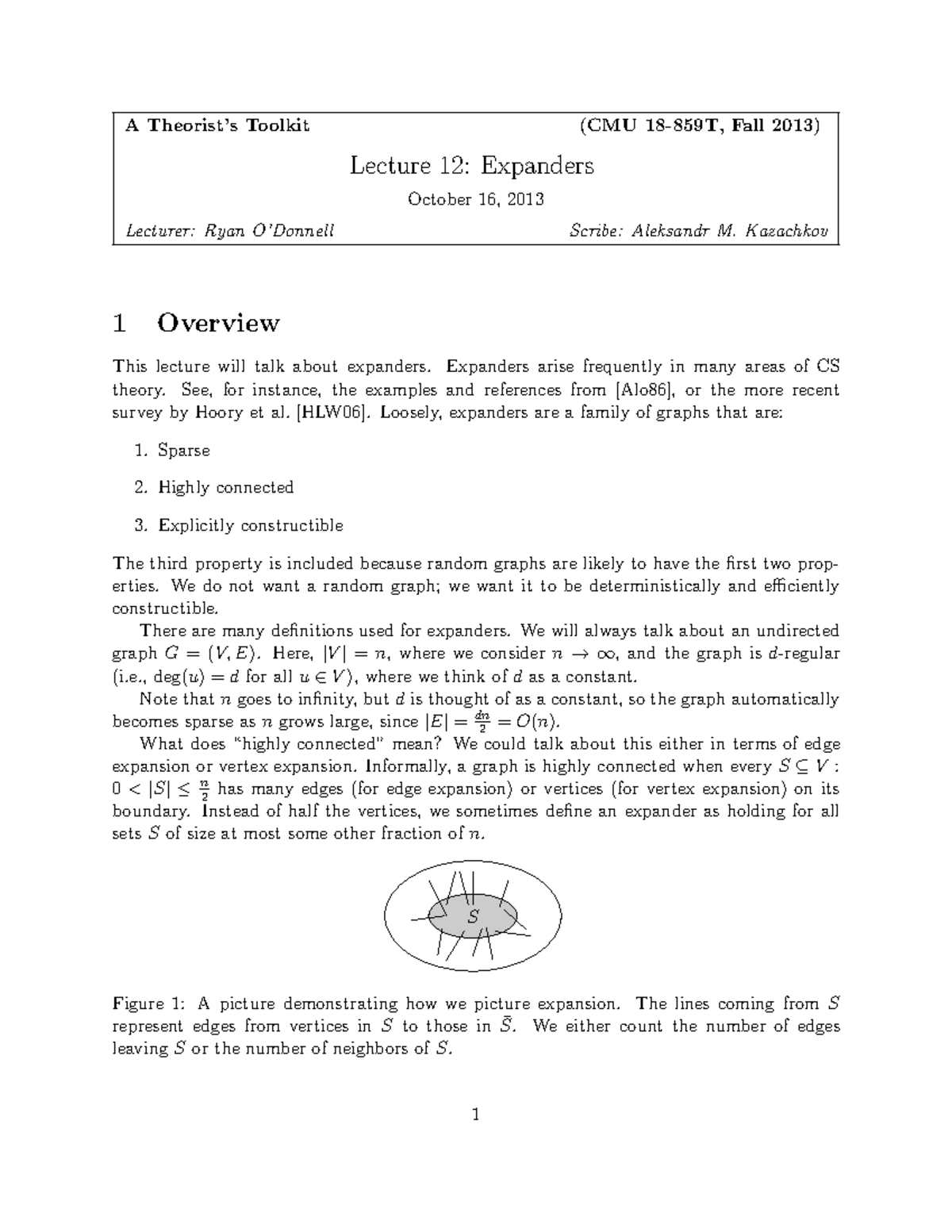 Lecture 12 - Theorist's Toolkit by Ryan O'Donnell. - A Theorist’s Toolkit (CMU 18-859T, Fall ...