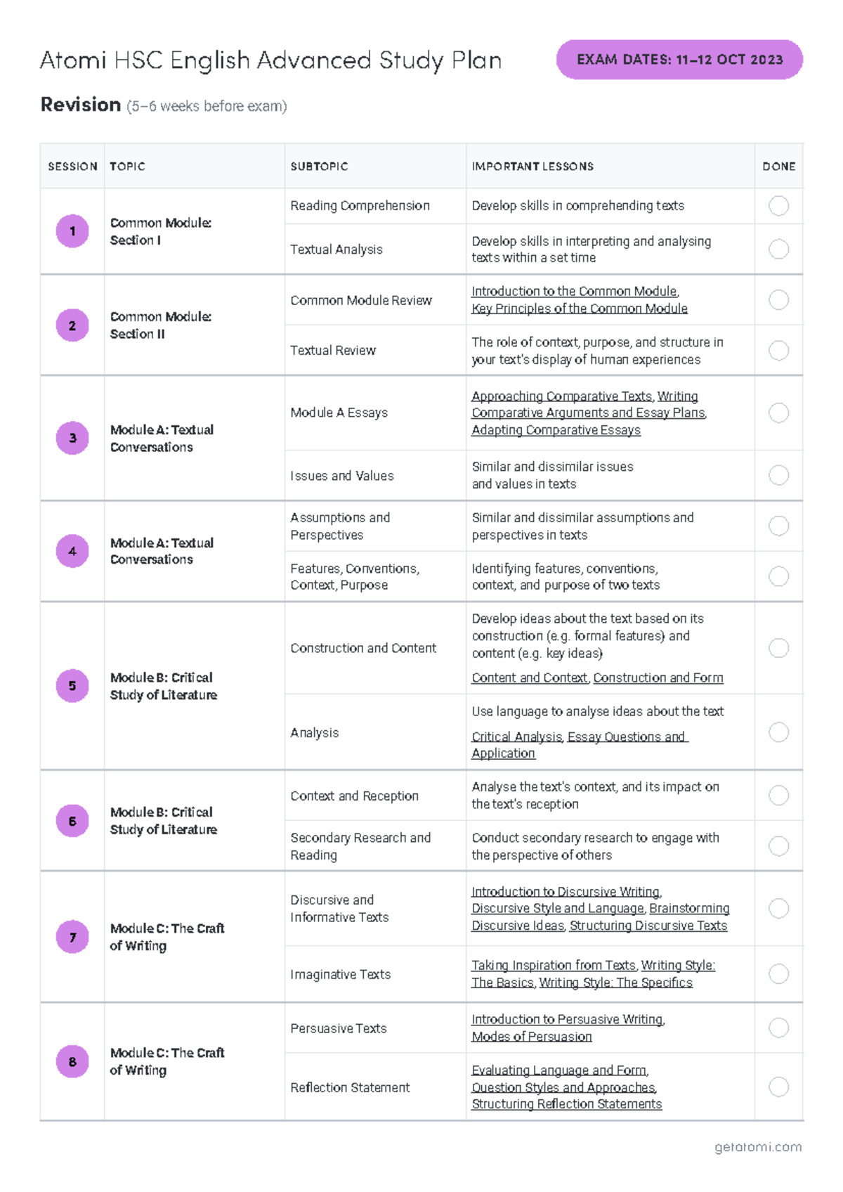 Atomi hsc english adv study plan 2023 - Atomi HSC English Advanced ...