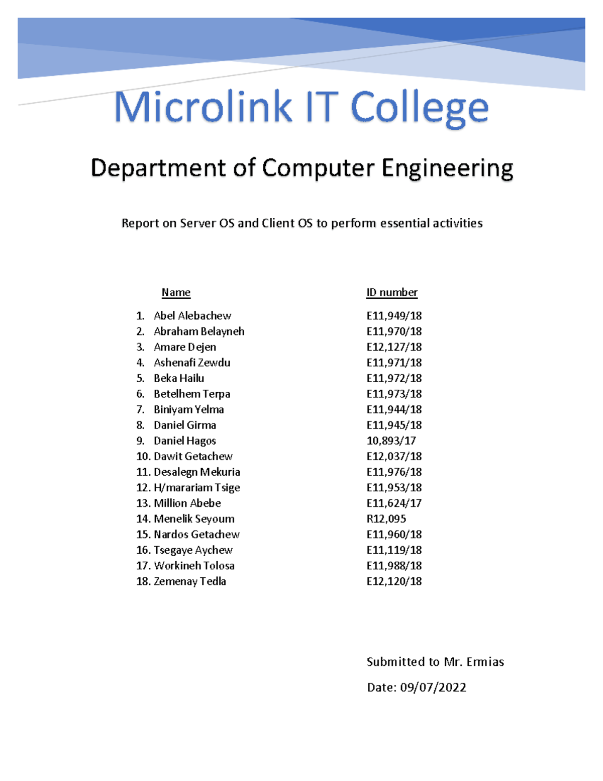 Final OS assignment - wonderment - Microlink IT College Department of Computer Engineering ...