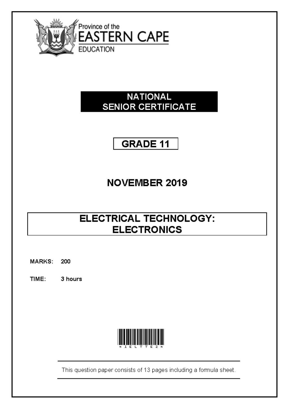 ELEC TECH QP NOV 2019 Electronics ENG D - NATIONAL SENIOR CERTIFICATE ...