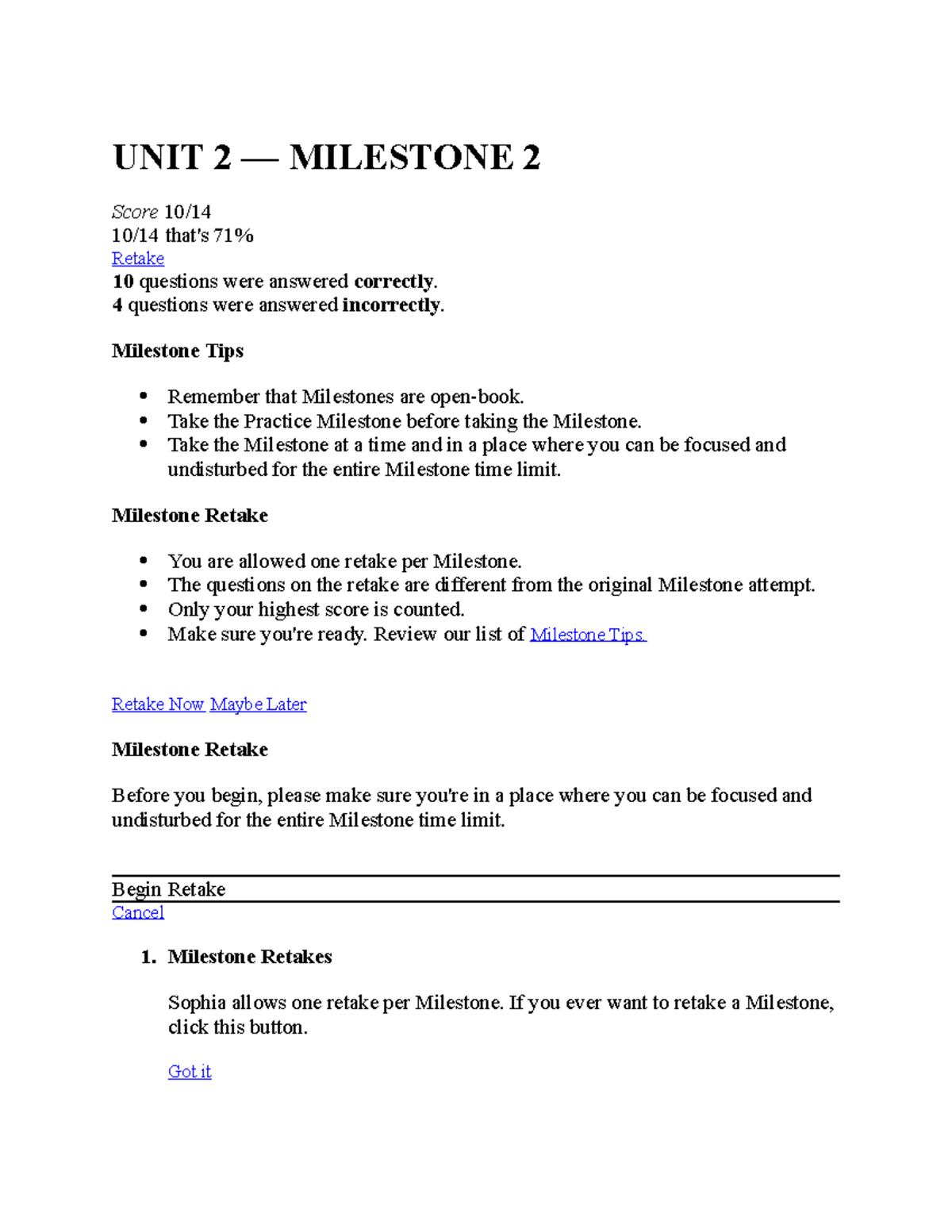 Rational date - Sophia Intro to Relational Databases - UNIT 2 — MILESTONE 2 Score10/14 that's 71 ...