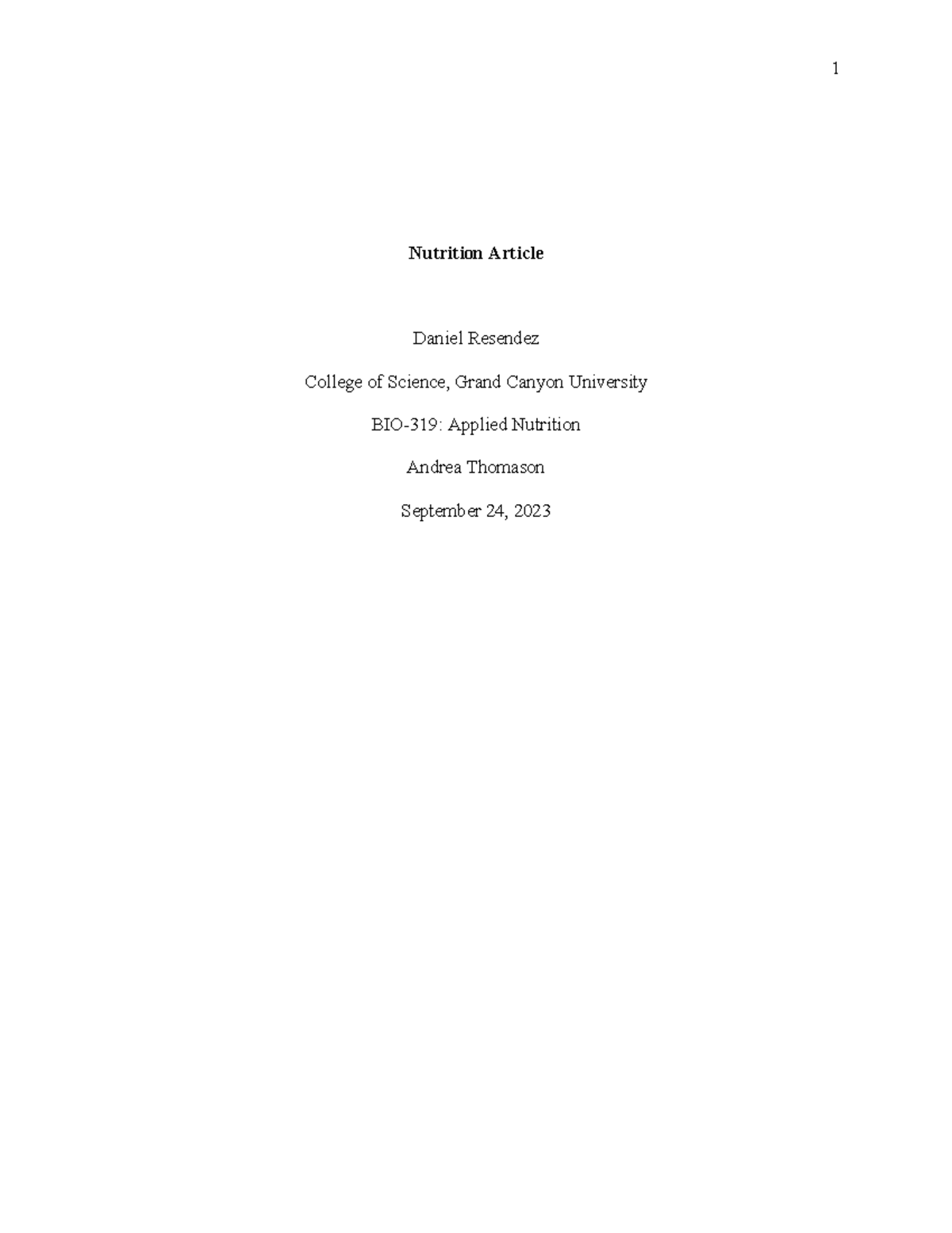 Nutrition Article - Heres an example - Nutrition Article Daniel ...