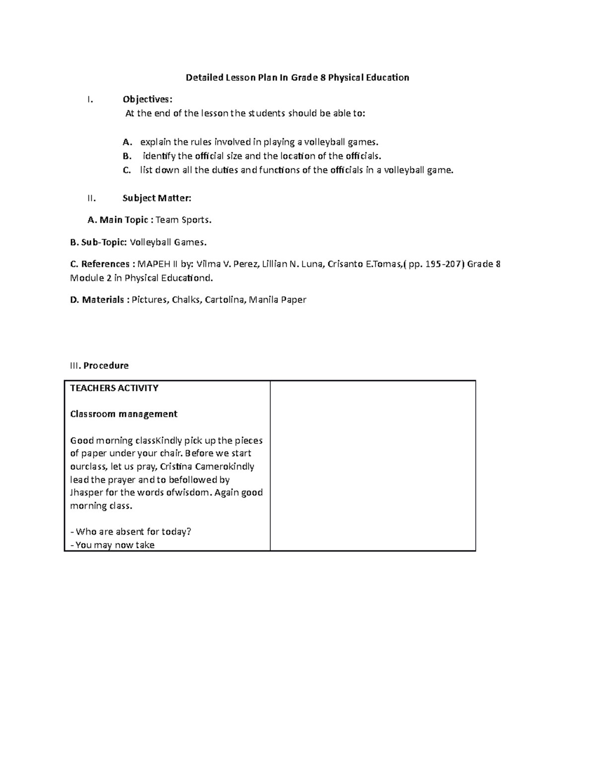 Dlp aragon - Best - Detailed Lesson Plan In Grade 8 Physical Education ...