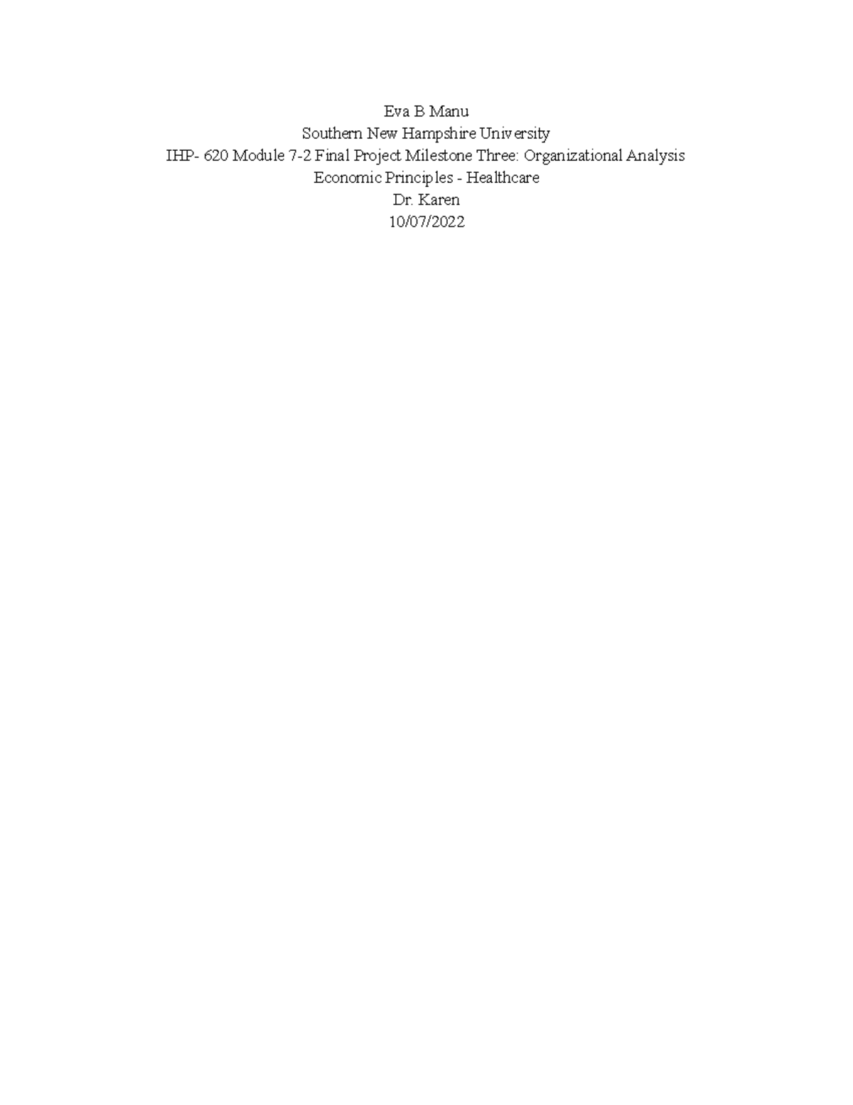IHP-620 Module 7-2 Manu - Eva B Manu Southern New Hampshire University ...