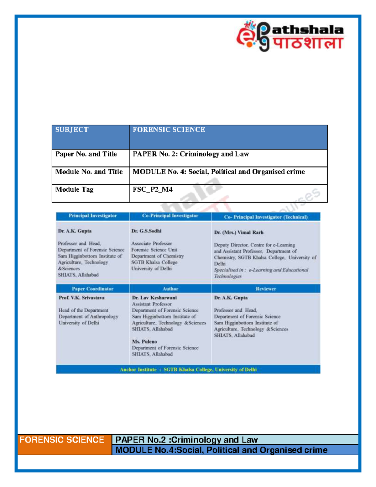 7445 et 4 ET - Notes - FORENSIC SCIENCE PAPER No :Criminology and Law ...
