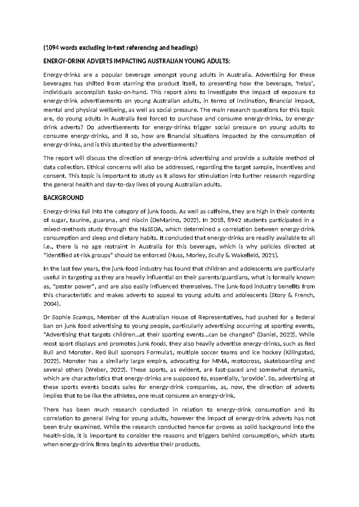 SOCR1001 scoping assignment - (1094 words excluding in-text referencing ...