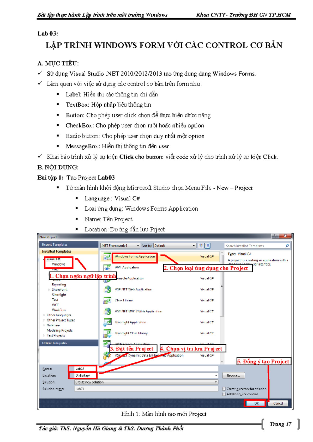 Lab03 5935 - Lập trình C# - Lab 03: LẬP TRÌNH WINDOWS FORM VỚI CÁC CONTROL CƠ BẢN A. MỤC TIÊU ...