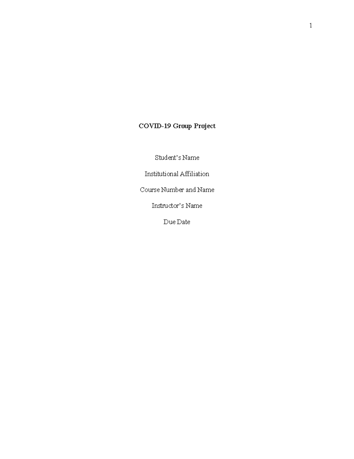 Covid-19 Group Project copy - COVID-19 Group Project Student’s Name ...