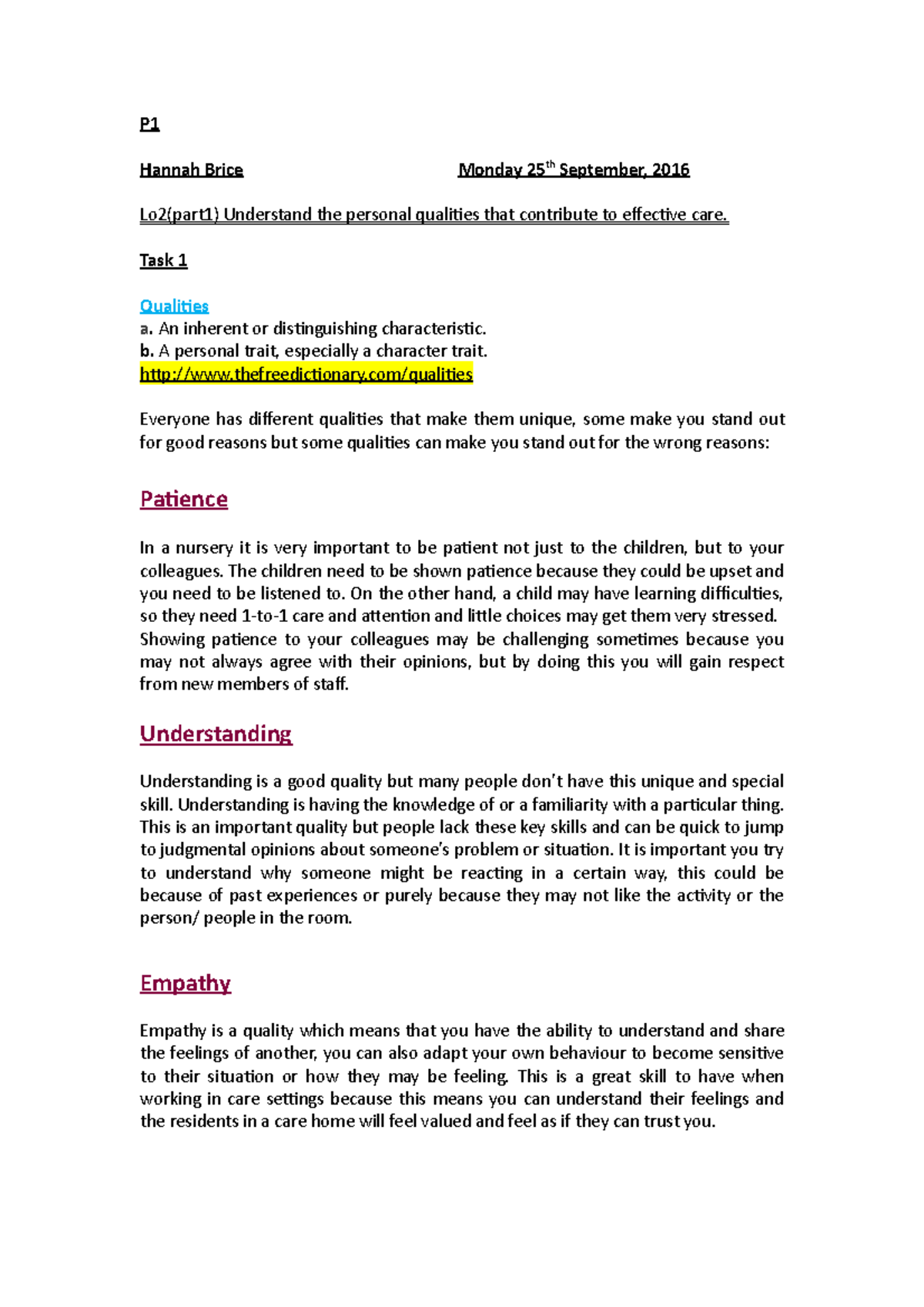 Qualities - grm=erow]mor - CCCU - Studocu
