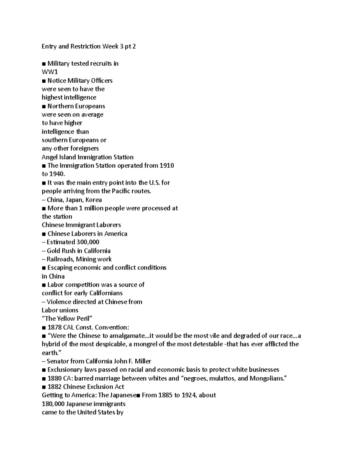 Entry and Restriction Week 3 pt 2 - It was the main entry point into ...