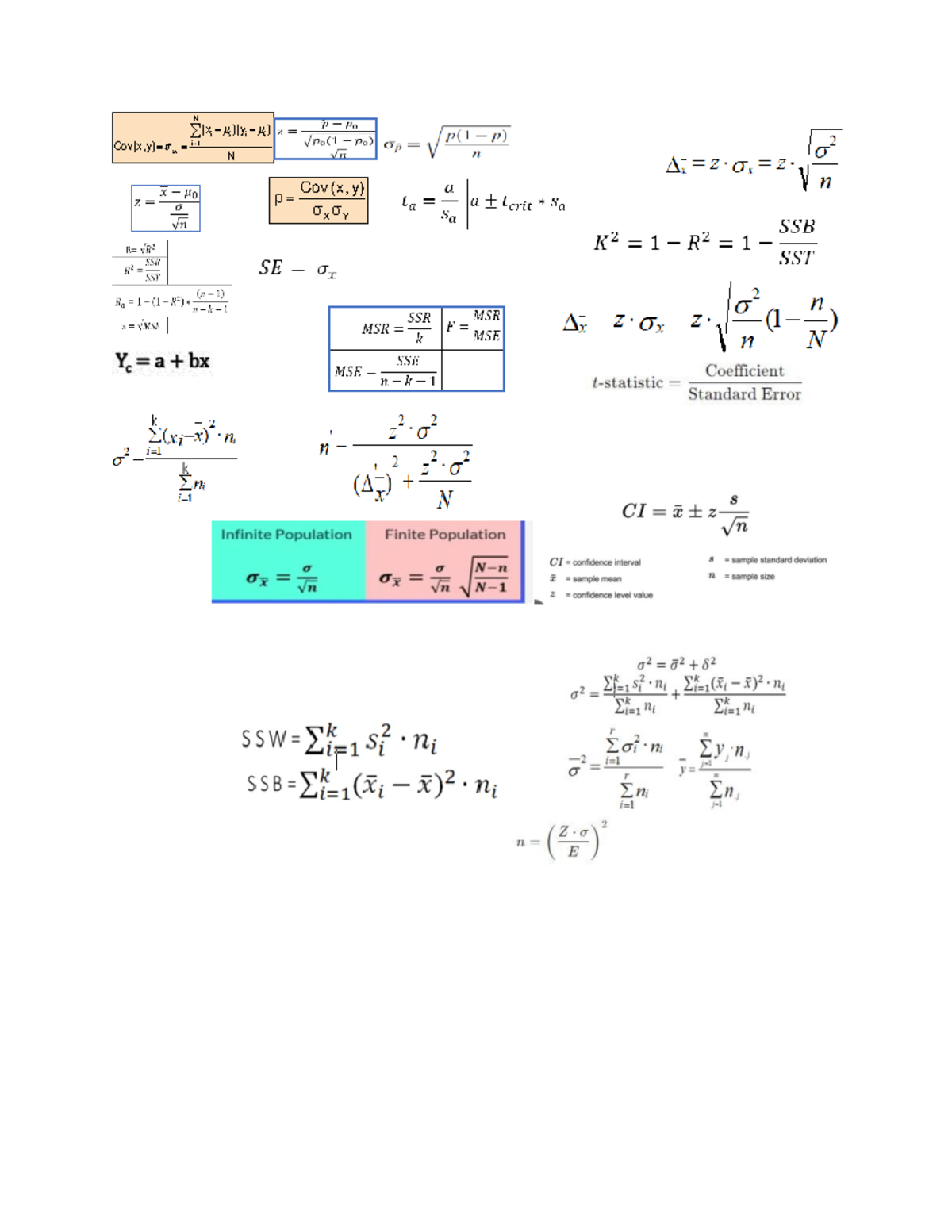 Formule final - Summary Statistica Statistics - N (x )(y ) Cov(x,y) N i ...