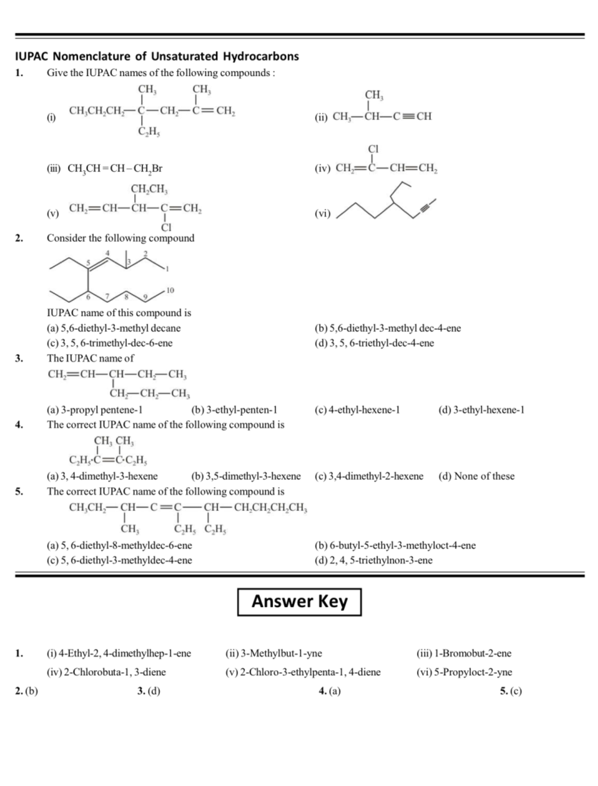 Practice Sheet Iupac Nomenclature - Mathematics: Analysis and ...