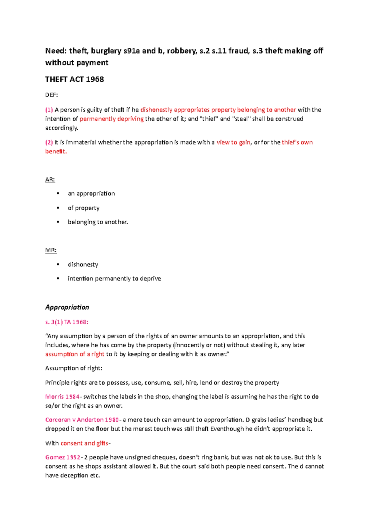 Theft Robbery Burglary PLAN - Need: thet, burglary s91a and b, robbery ...