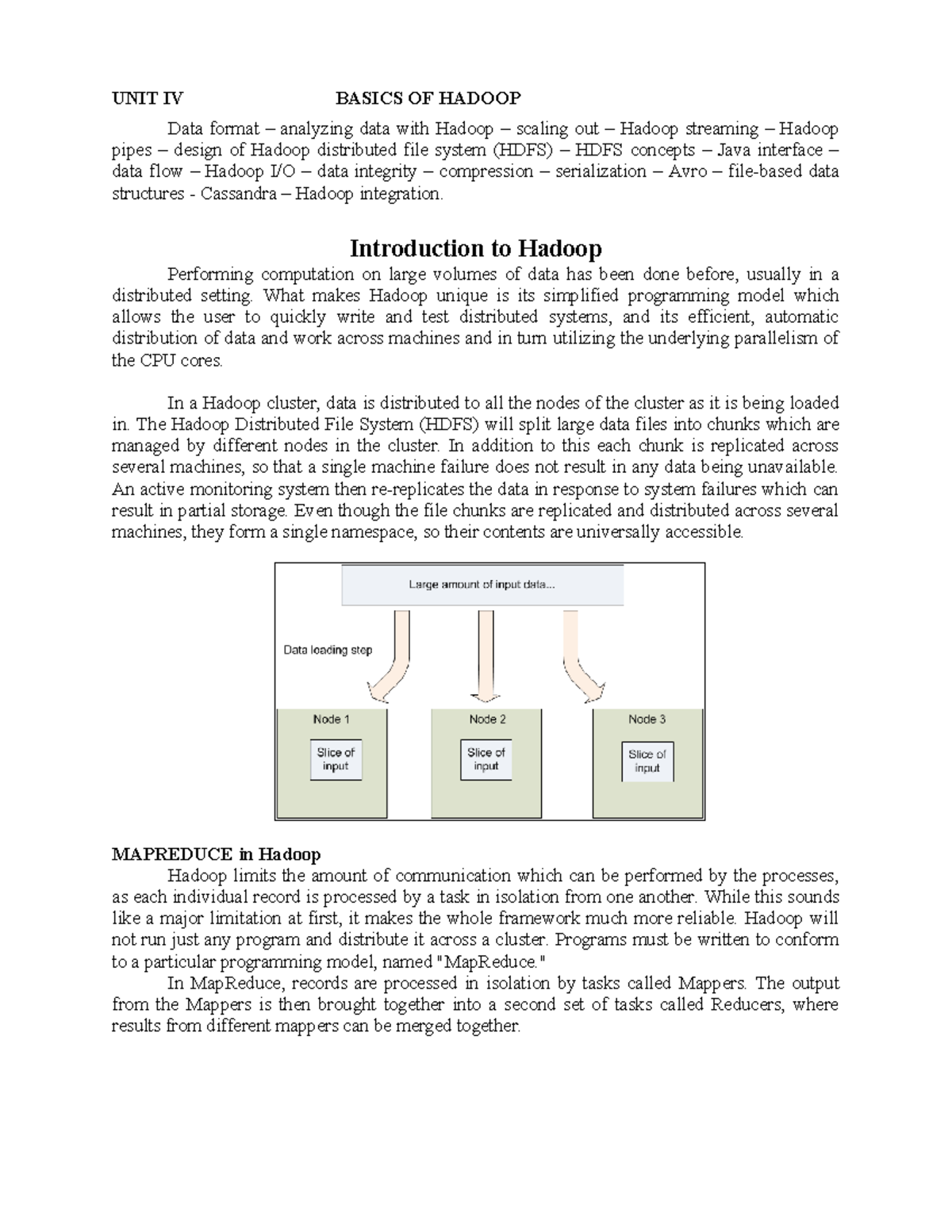 Bda Unit Iv Bda Unit Iv Unit Iv Basics Of Hadoop Data Format