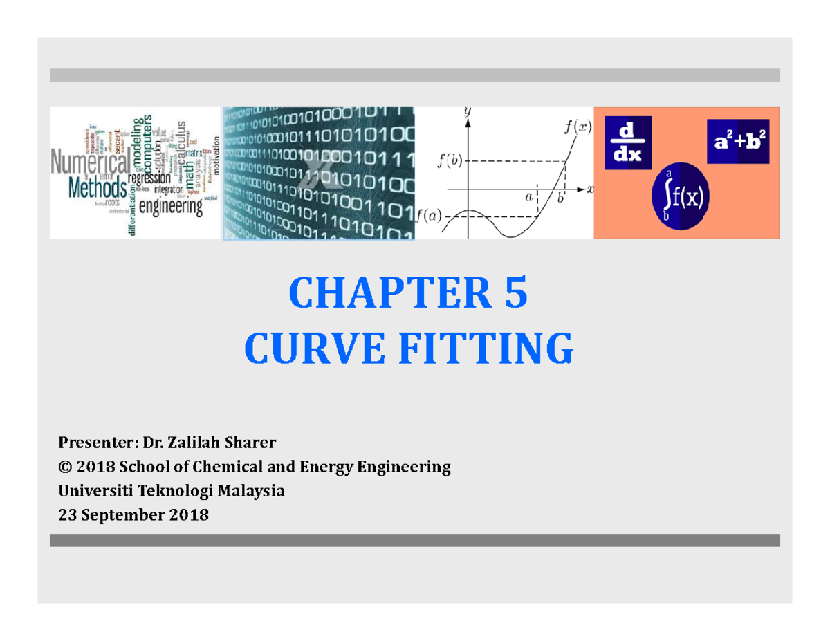 Chapter 5 Curve Fitting - CHAPTER 5 CURVE FITTINGCURVE FITTING Presenter: Dr. Zalilah Sharer ...