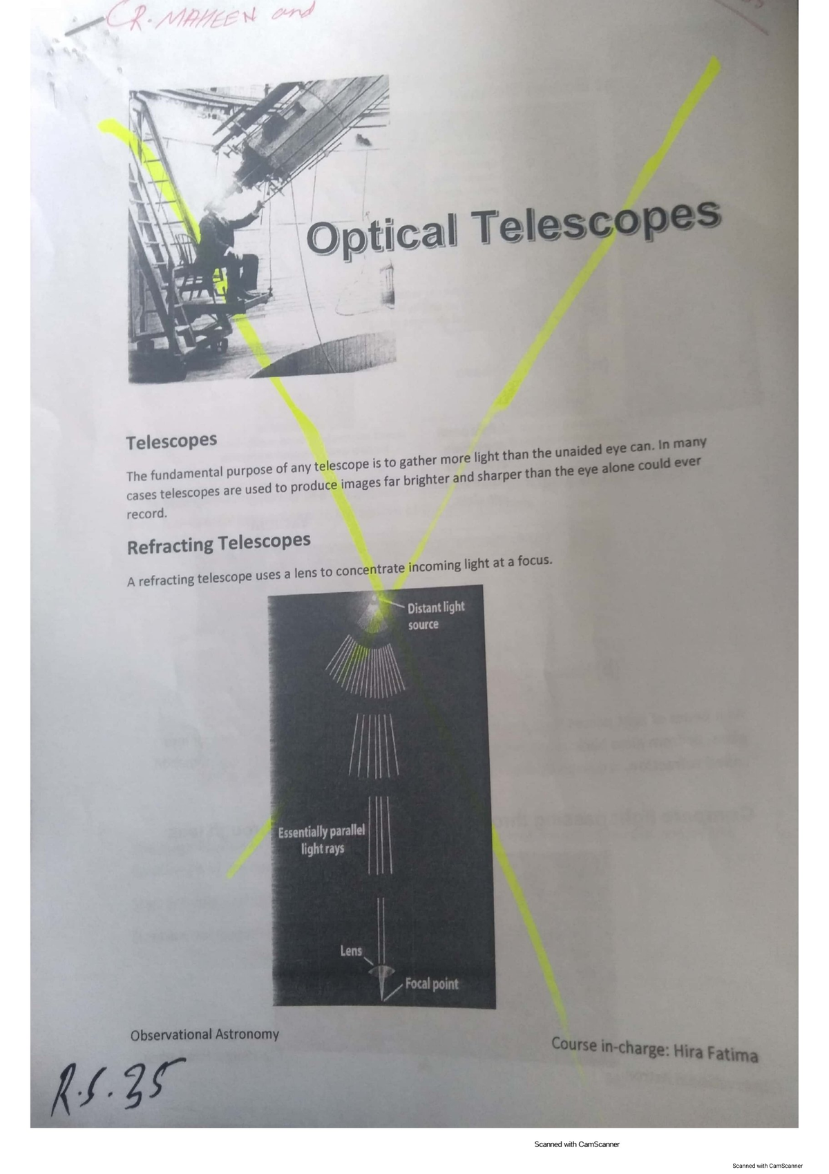 Optical telescopes - Remote Sensing - Studocu