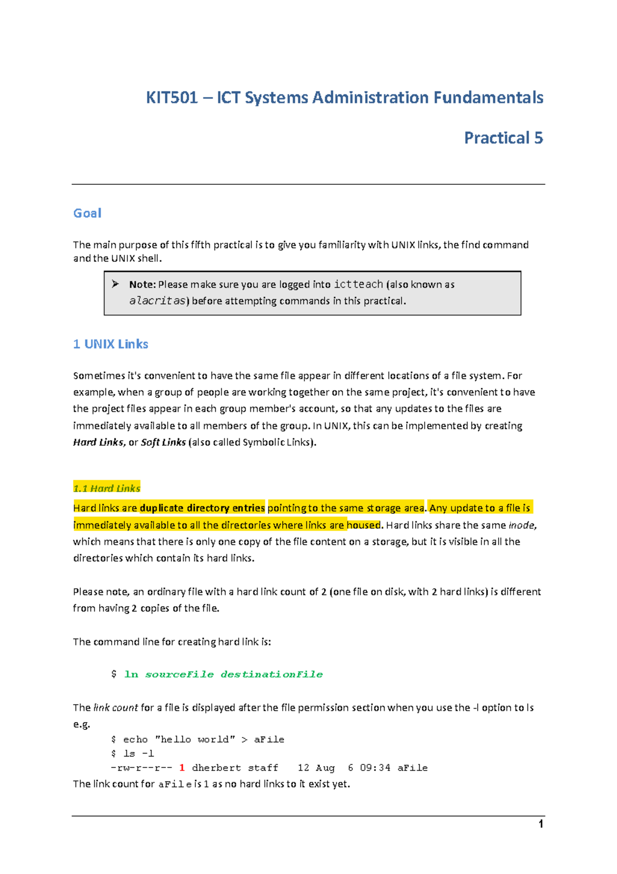 Kit501-prac-05 - Kit501-prac-05 - KIT501 – ICT Systems Administration Fundamentals Practical 5 ...