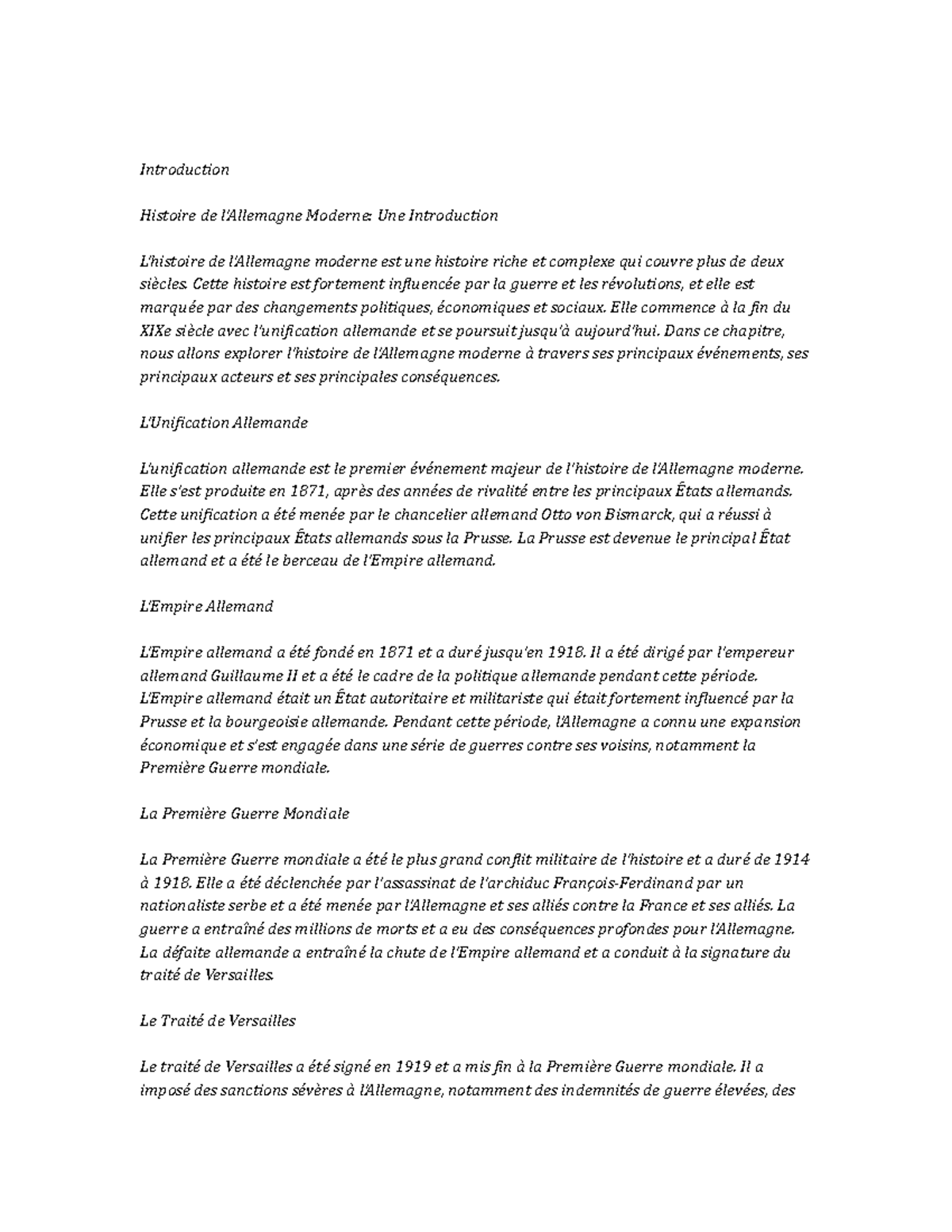 The History of Modern Germany Notes de cours - Introduction Histoire de ...
