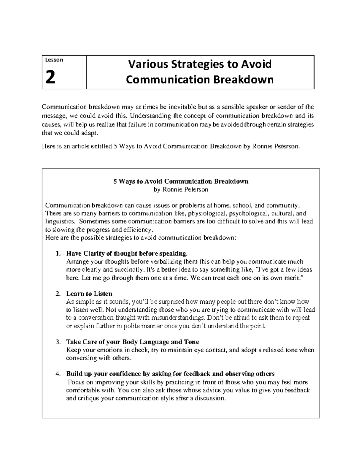 Oral Communication Module 3.1 Quarter 1 - Lesson 2 Various Strategies ...
