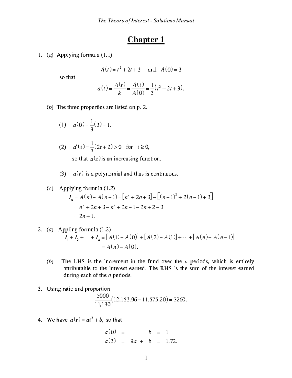 Chapter 001 Theory of Interest Kellison Solution Manual - The Theory of ...