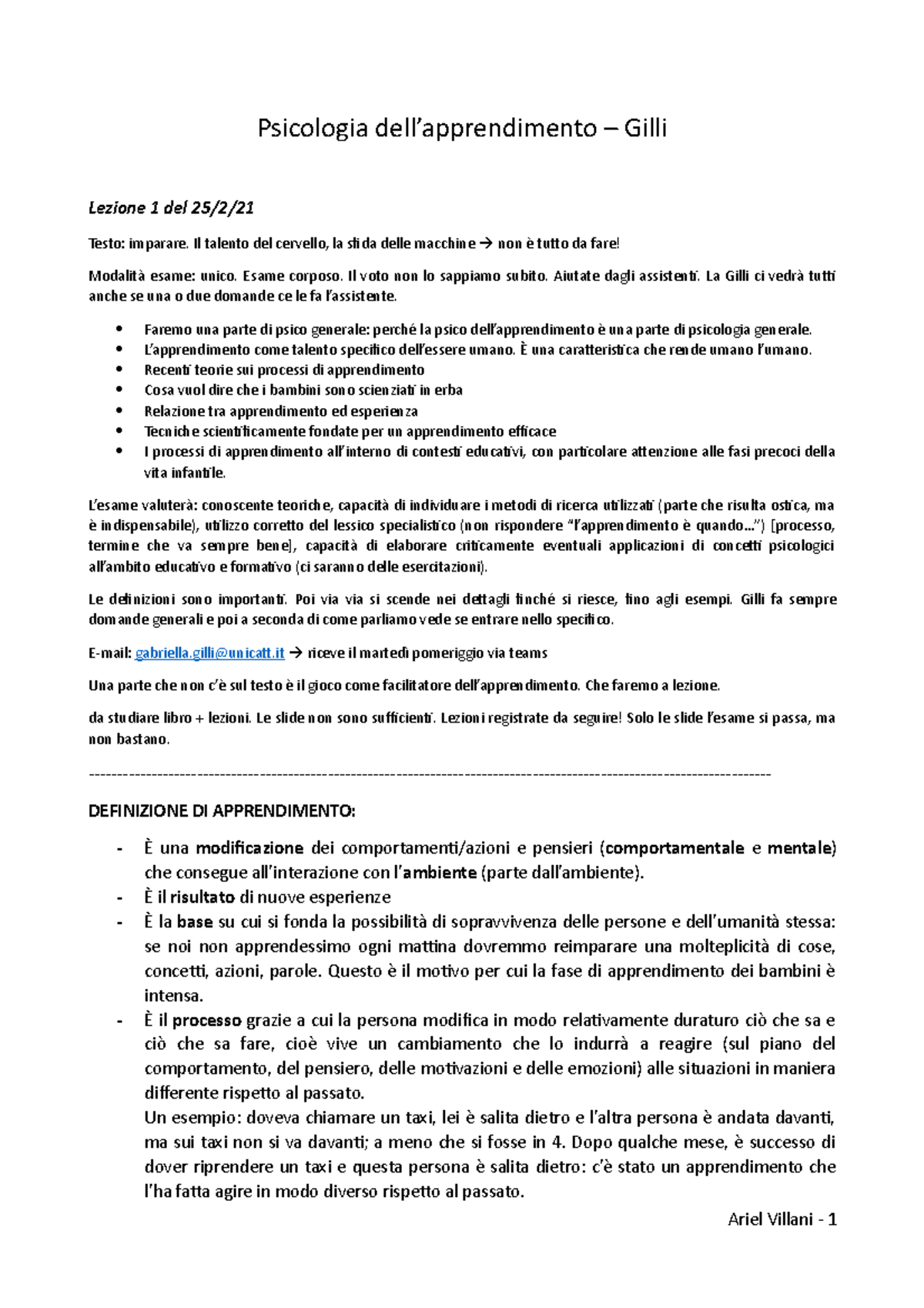 Gilli lezioni - ben fatto - Psicologia dell’apprendimento – Gilli ...