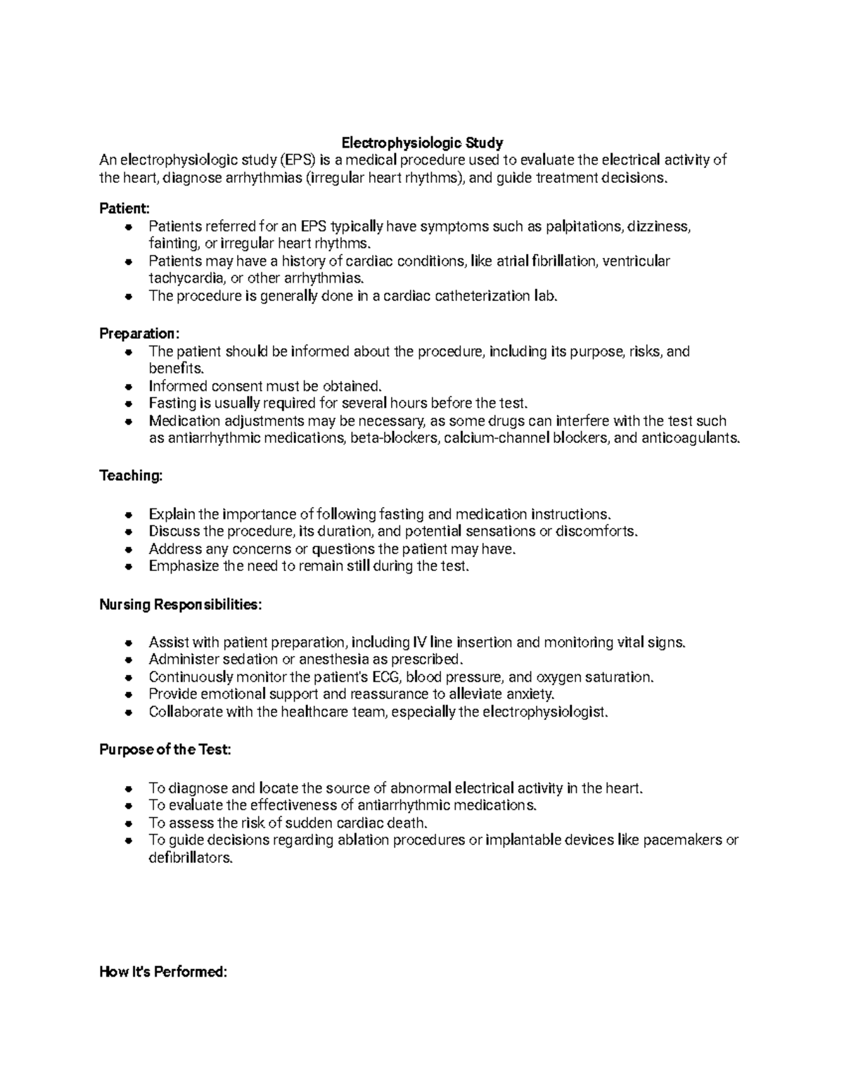 Electrophysiological Studies - Electrophysiologic Study An ...