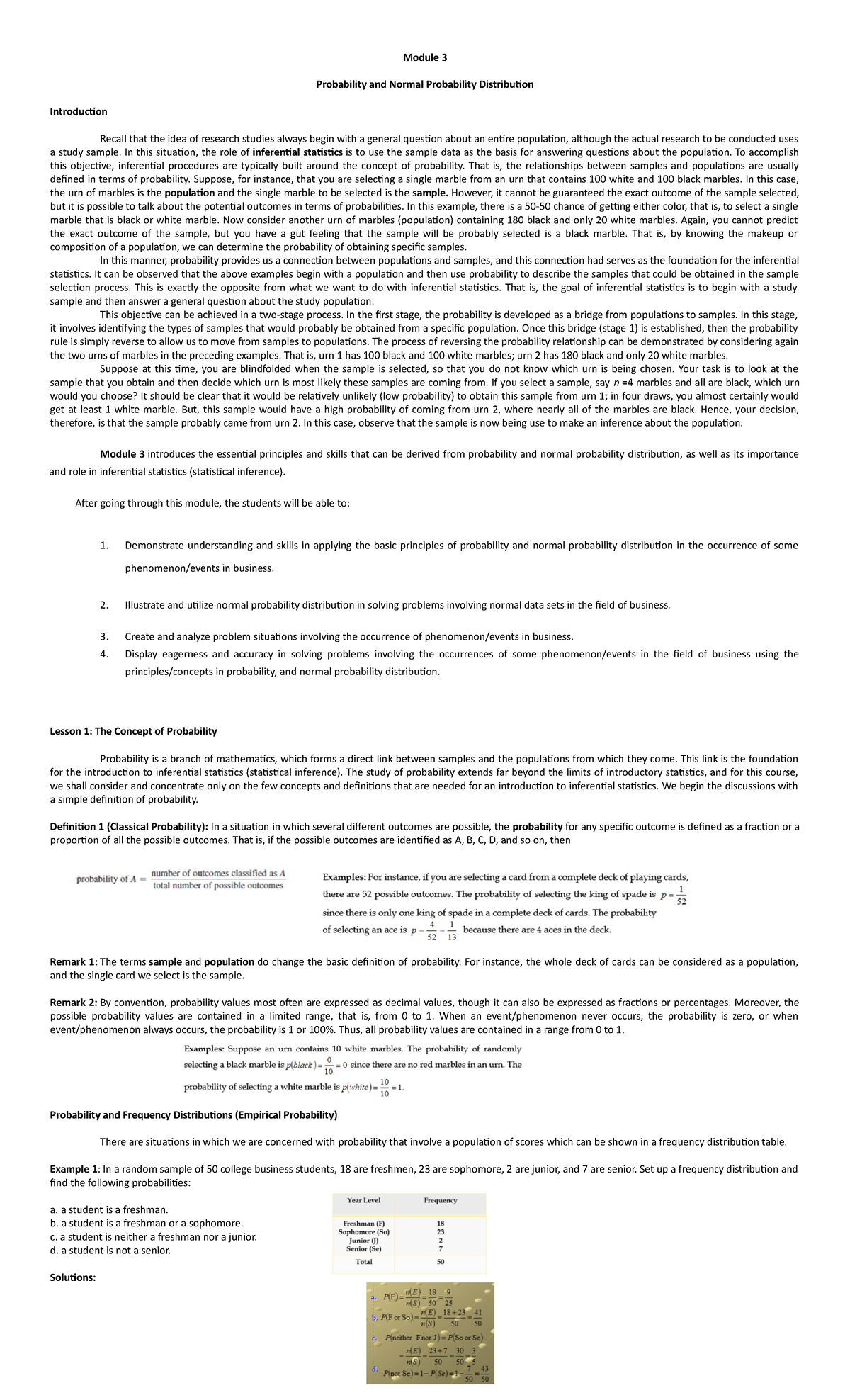 STAT - Stat - Module 3 Probability and Normal Probability Distribution ...