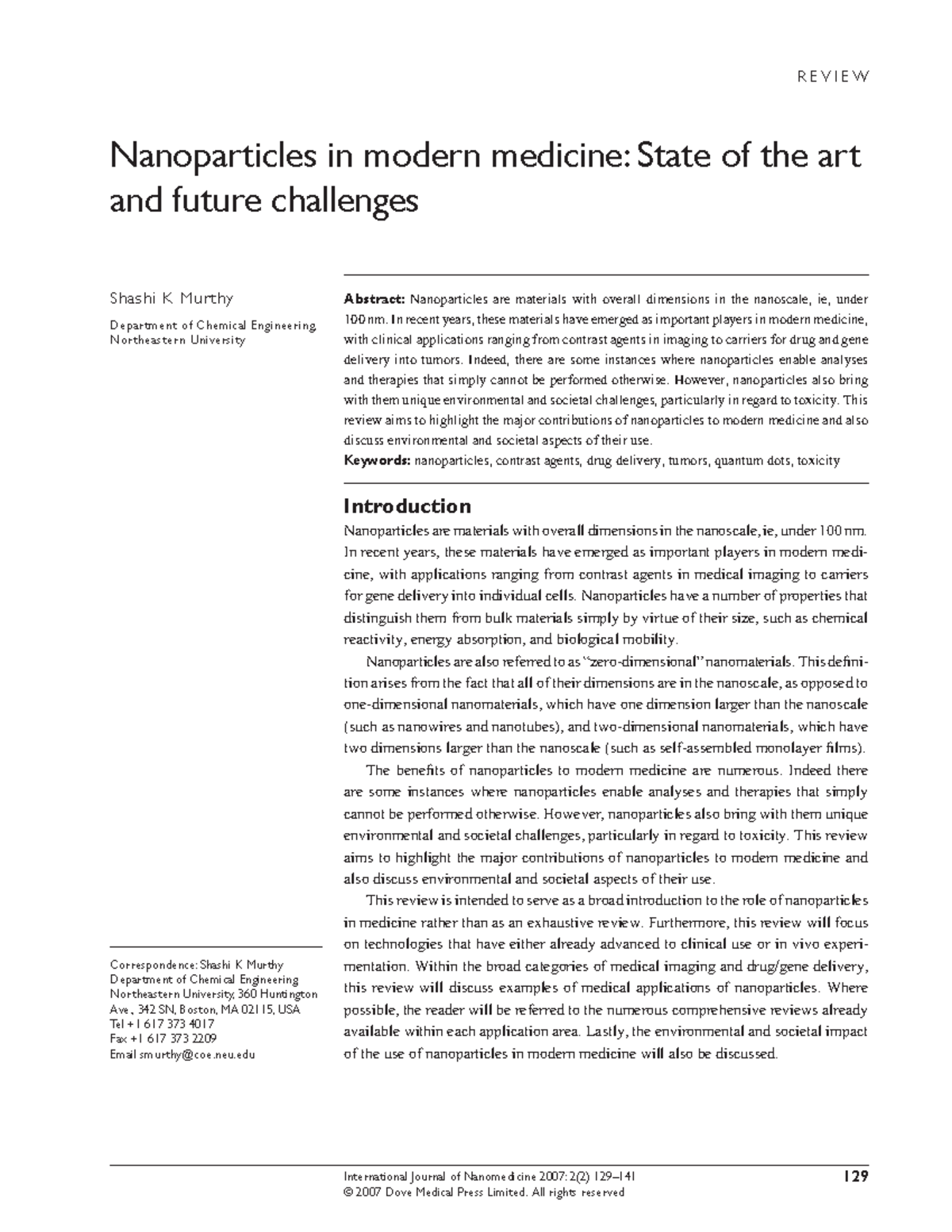 Ijn-nanoparticle in modern medicine - International Journal of ...