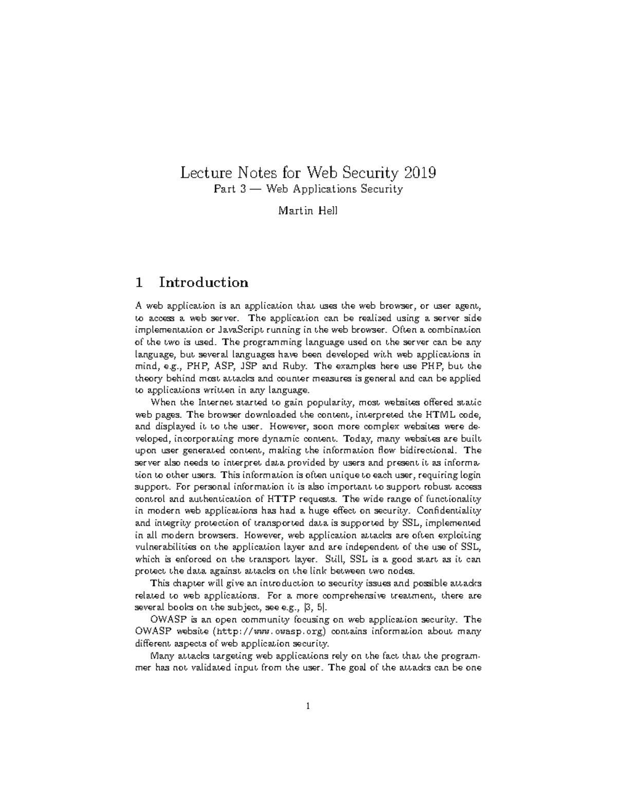 LN 2019 webappsec - Lecture Notes for Web Security 2019 Part 3 — Web ...