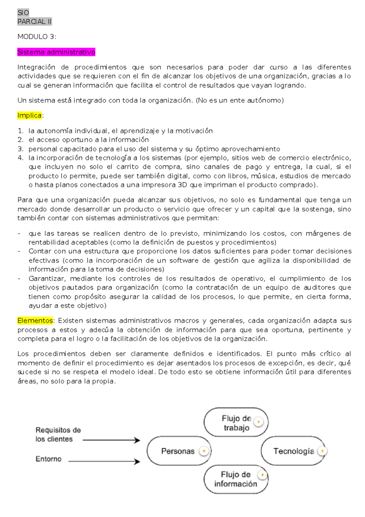 Resumen parcial 2 - SIO PARCIAL II MODULO 3: Sistema administrativo Integración de ...