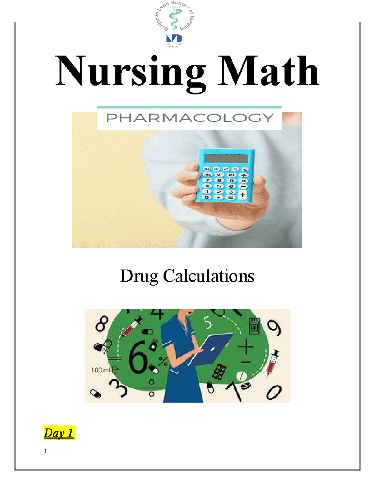Nursing Math Booklet day1, 2, 3, 4 - Nursing Math Drug Calculations Day ...