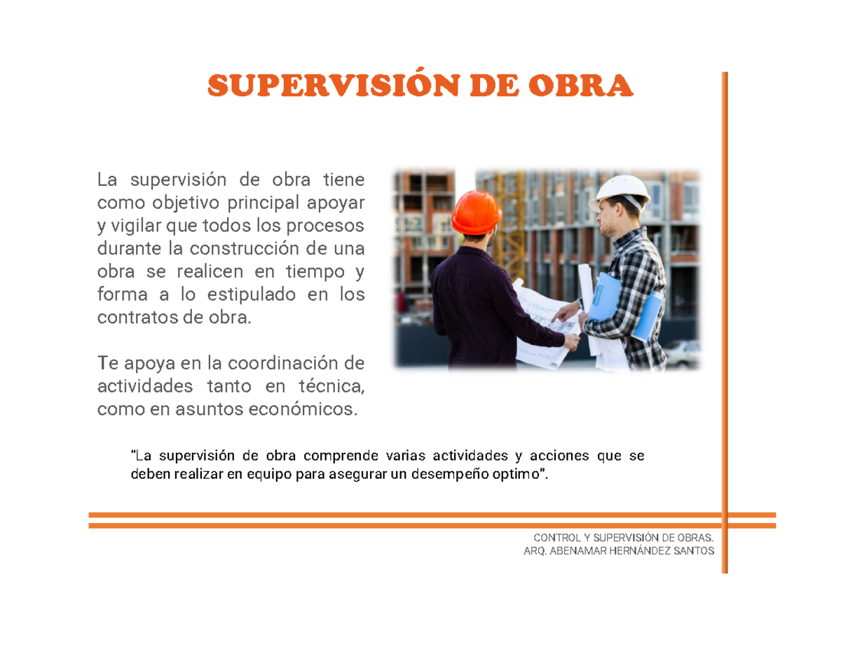Supervision DE OBRA - La supervisión de obra tiene como objetivo ...