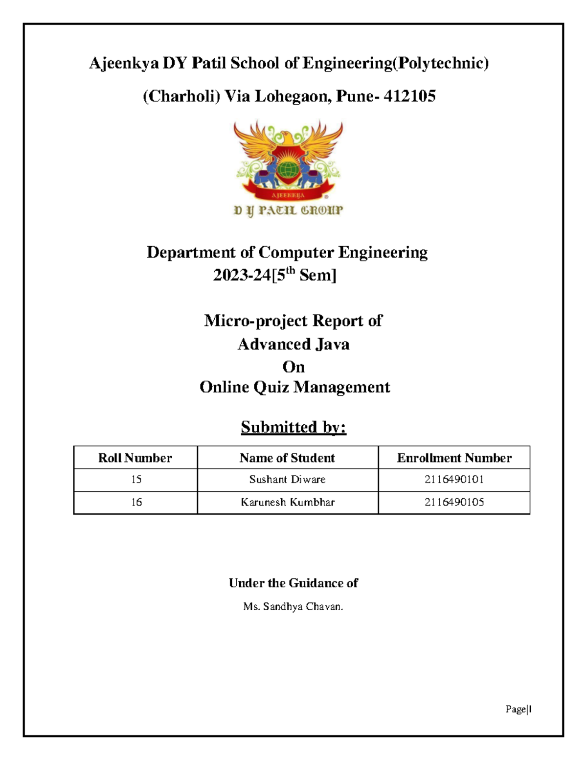 Ajp - adv java - Ajeenkya DY Patil School of Engineering(Polytechnic ...