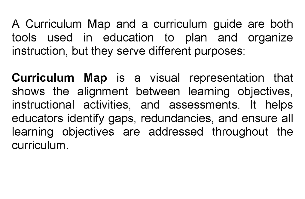 Curriculum-MAP - lecture - A Curriculum Map and a curriculum guide are ...