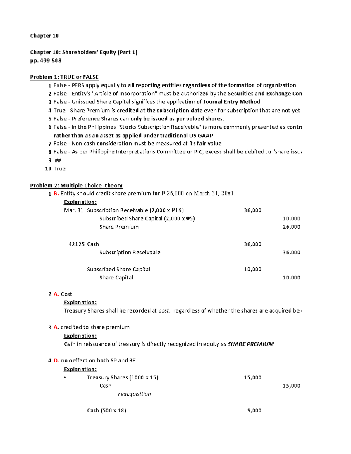 Ia2 Ia2 Millan Solution Chapter 10 Chapter 10 Shareholders Equity