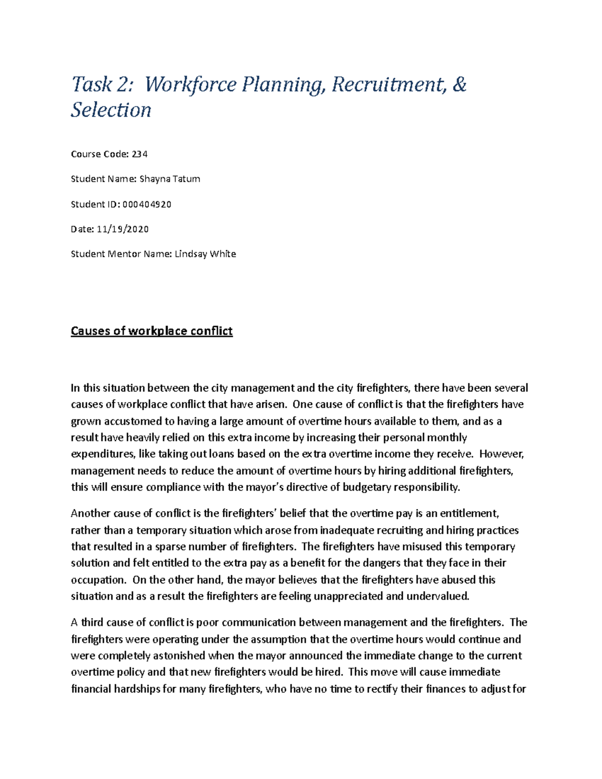 Workforce Planning Task 2 - Task 2: Workforce Planning, Recruitment ...