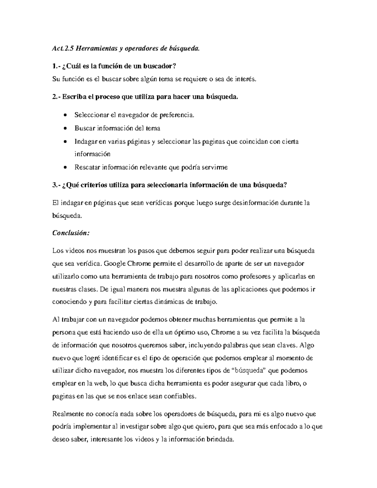 Act2 - opinion sobre motores de búsqueda - Act.2 Herramientas y operadores de búsqueda. 1 ...