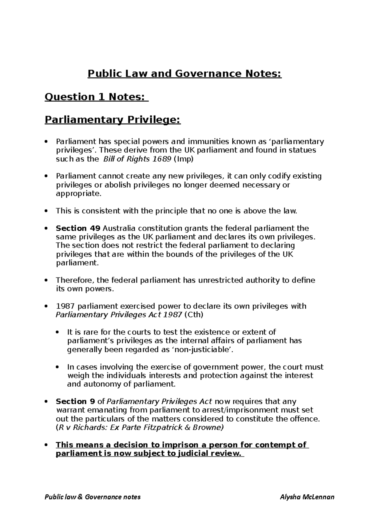 Public Law and Governance Notes - Public Law and Governance Notes ...