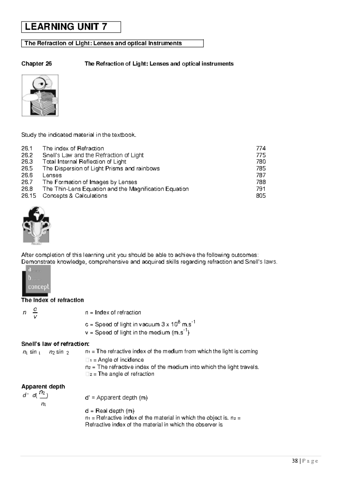 Learning UNIT 7 - Warning: TT: undefined function: 22 LEARNING UNIT 7 The Refraction of Light ...
