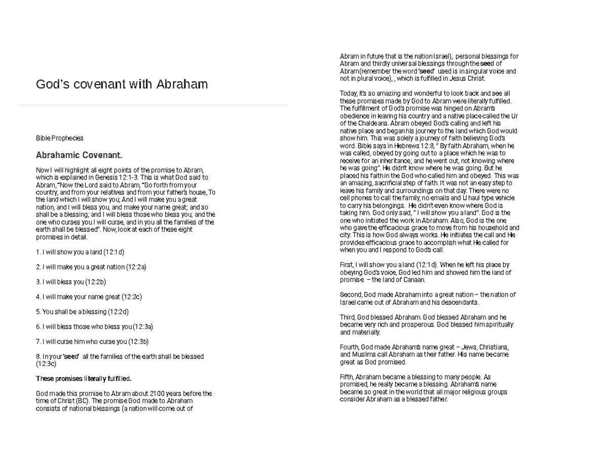 God's covenant with Abraham - Teach Bible - God’s covenant with Abraham ...