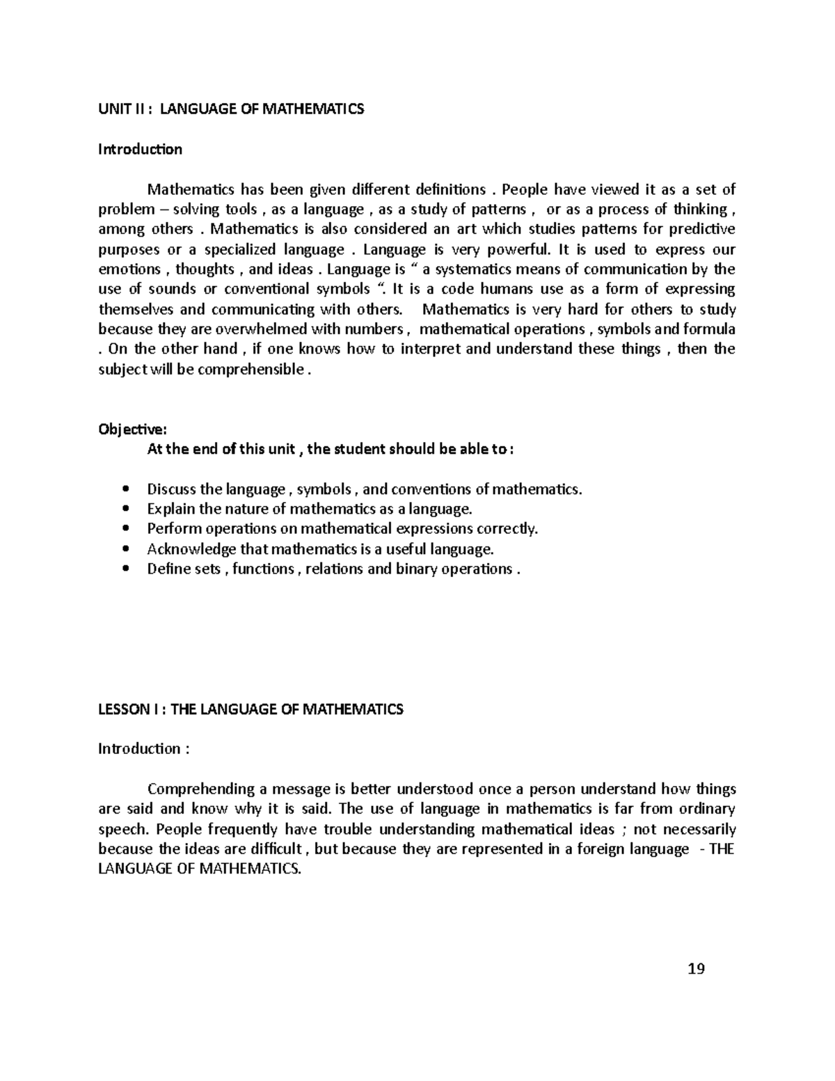 UNIT-II Language-OF- Mathematics - UNIT II : LANGUAGE OF MATHEMATICS ...