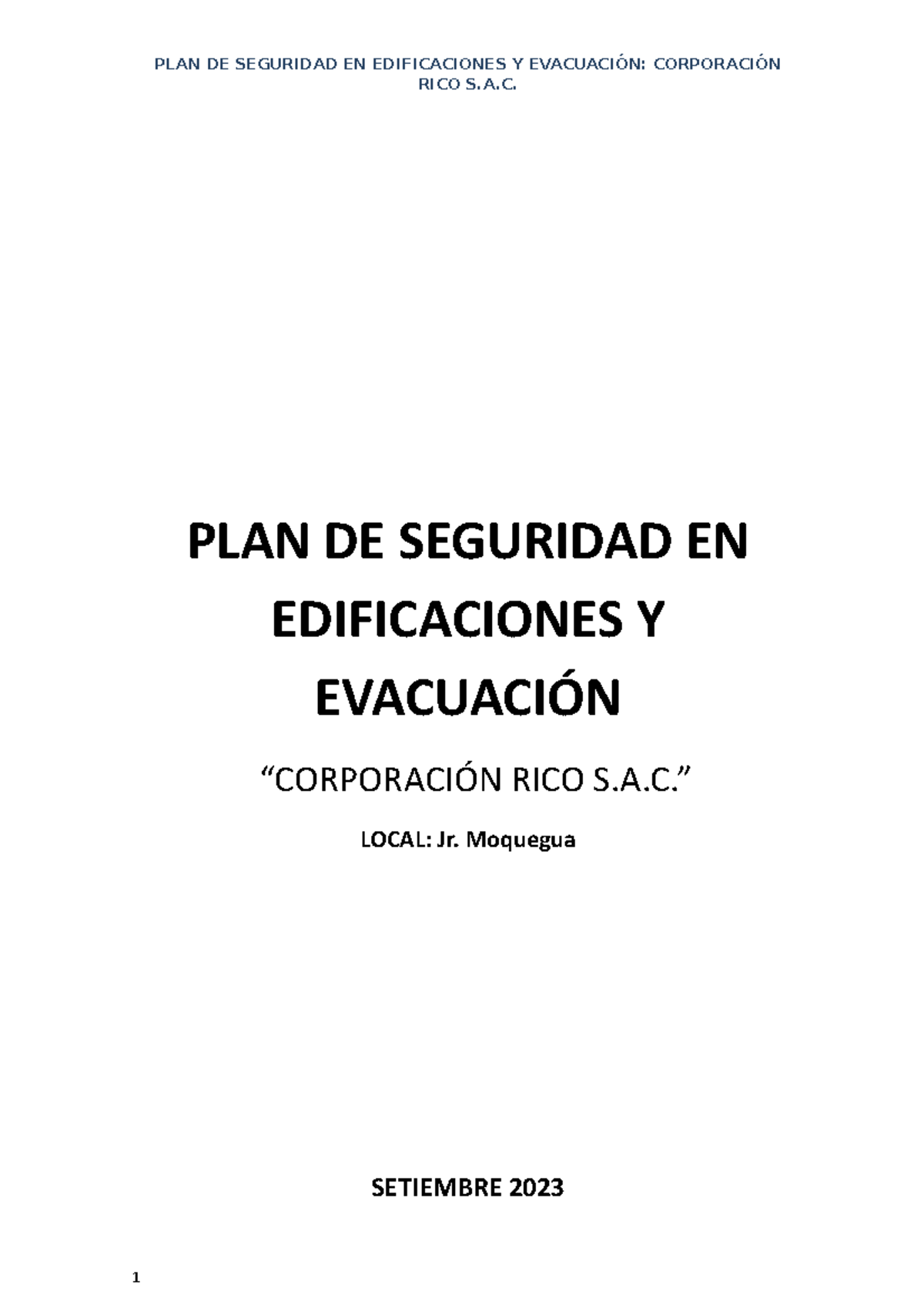 1-PLAN ITSE Moquegua - Plna de seguridd - RICO S.A. PLAN DE SEGURIDAD ...