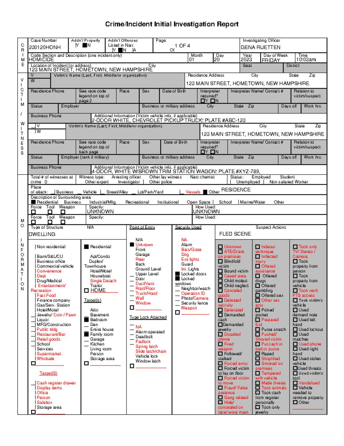 Ruetten, 3-2 Criminal Investigations Journal-Report - Crime/Incident ...