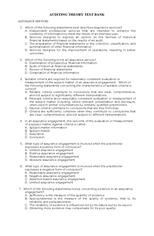 Op Aud QUIZ 1 - Op Aud QUIZ 1 - OPERATIONS AUDITING QUIZ 1 1. Activities involved in ...