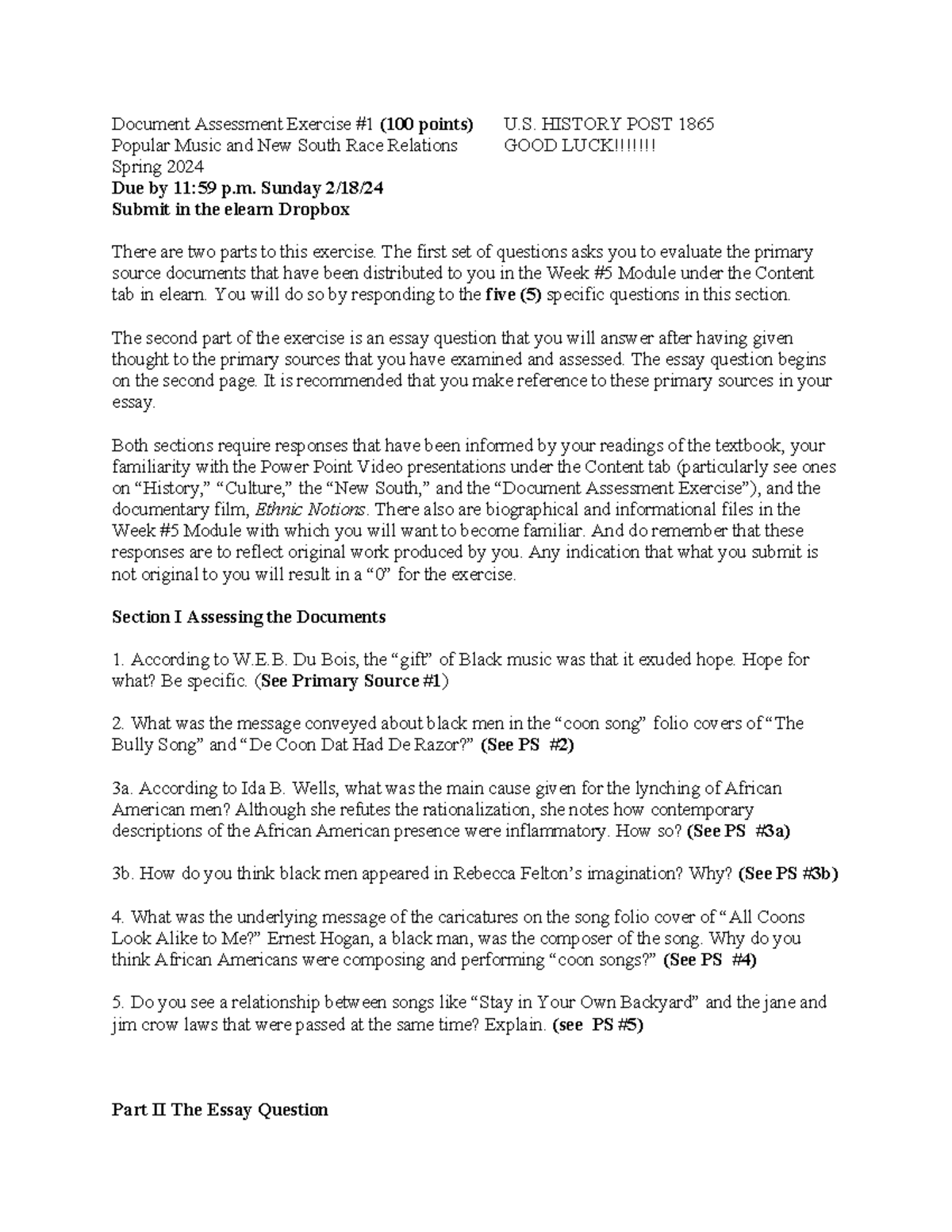 Document Assessment Exercise Questions s24 2020 - Document Assessment ...